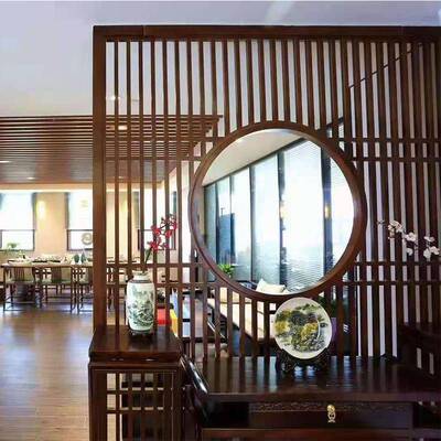 中式仿210908古木屏窗木门风隔断实木花格电酒店客厅公视背景办玄