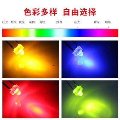 DVG好莱光1黄.8m圆头直黄插LED灯珠红发红蓝发蓝发绿发绿发光二m