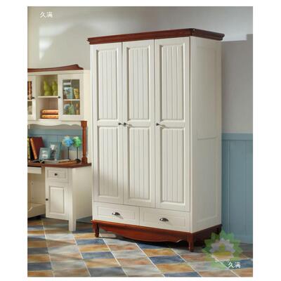 全实木三门四门衣木柜五门平开纯门大DJE衣橱原地中海风美式室卧