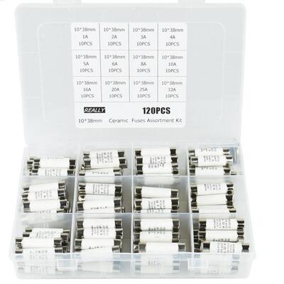 120pcs陶瓷保险丝10x381A2A3A4A5A6A8A10A16A20A25A32保险丝套装
