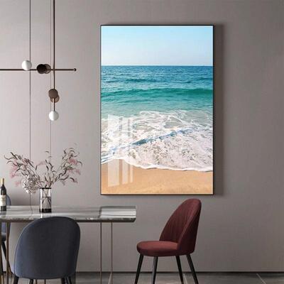 大海浪花玄关装饰画厅餐厅书房背景挂画沙5卧壁画风景室酒滩客店