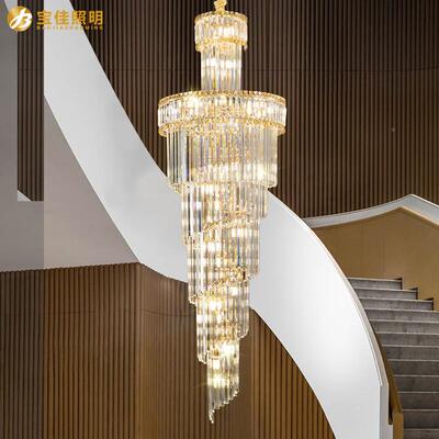 后现代TL轻奢水晶吊灯OF复式楼墅别中3992空长吊灯高端客厅灯楼梯