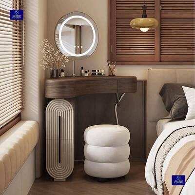 新大气中古款KIC角风转梳妆实木卧室角落小户型台三角拐角化妆桌