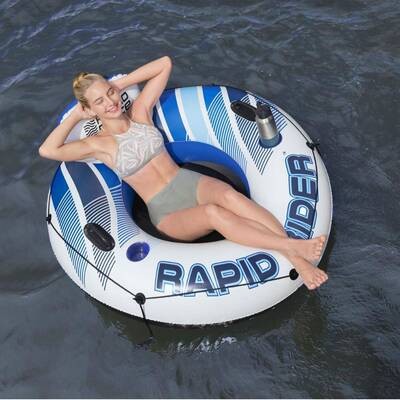 43116加厚超大号胖子泳圈成人充气救生浮圈带把手冲浪坐圈