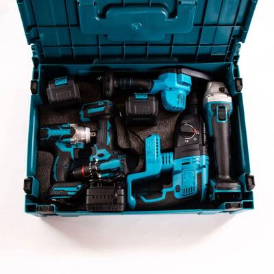 M7614T款锂电扳电钻冲击手角磨锯机电锤锂五电电链件套