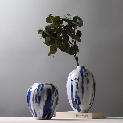 新中式创意手绘青花瓷家居插客瓶厅水养鲜花装CSU电饰视柜餐桌花