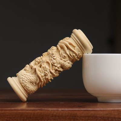 黄杨木雕生肖龙工艺品手把件盘龙柱瑞兽蟠龙客厅家居装饰品小摆件