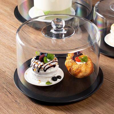亚克RMA力蛋糕罩加高明防尘水果点盖木托盘心带盖PC酒透店凉菜展
