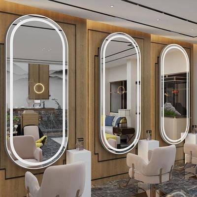 理发镜IGK子简店约无边框子发廊装店服专用镜带灯挂墙单面镜美发