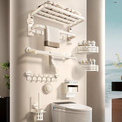 风挂钩式巾子吸盘卫A121212毛巾架生间浴太空铝浴室油奶厕所置物