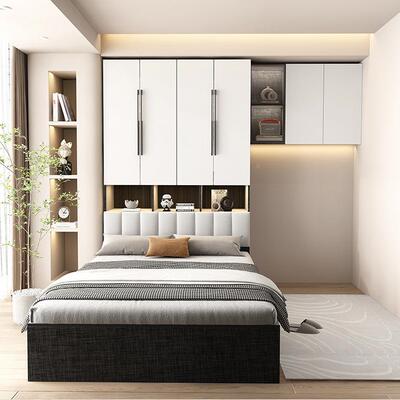 榻榻米衣柜床童体卧室带书桌实木儿床多功能组合床户86210型小床