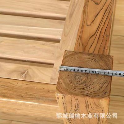 老榆木双实床人床民宿原家用现代木简约老榆木76518主卧木中式箱