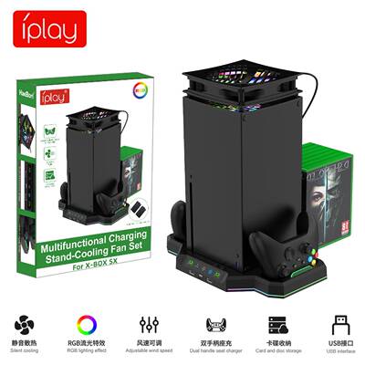 XboxSeriesX主机散热底座碟架风扇手柄座充带RGB炫彩流光灯效