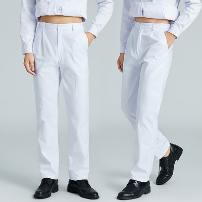 沙卓凡护士裤白色松紧腰冬男医生裤子蓝色大码加厚工作西裤白大褂