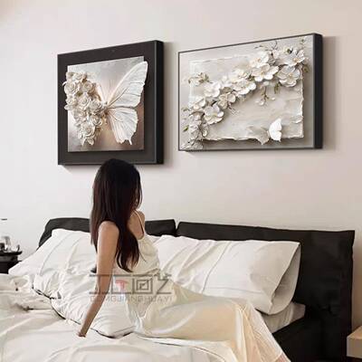 抽象高厅级感卧室床饰画现代极简艺术头主卧房间墙面挂画ZLR装餐