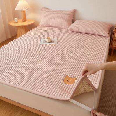 2025新柔款原棉豆纤维夹棉软垫大床褥家用床KUG品纯色简约百搭软