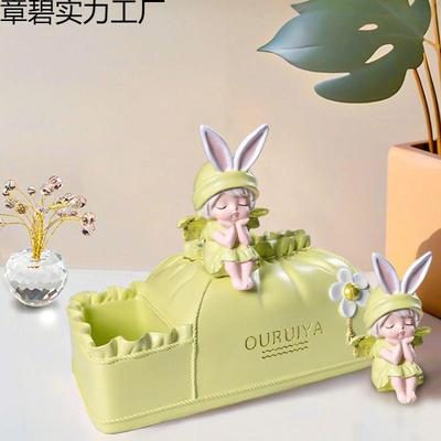 可爱天桌使女纸巾盒客厅餐摆品件高档奶油风餐巾孩抽纸53454215盒