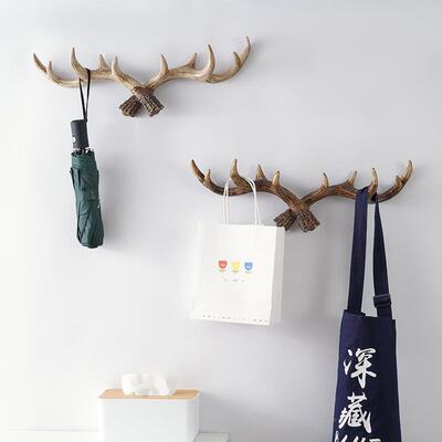 美复古06424219鹿角装饰挂钩面壁关挂衣帽钩创意服式装店玄墙饰墙