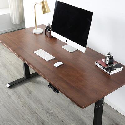 3357KK北美黑胡木电升降桌7电竞自动动办桃公智能电脑桌实木书桌