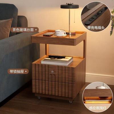 实木多物功能式床CMV头卧室带锁储款床头几柜边小型简约中小型置