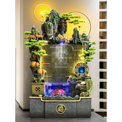 ?大型假山居流喷泉摆水件家厅玄客关鱼缸循环水生财GMF装饰办公室