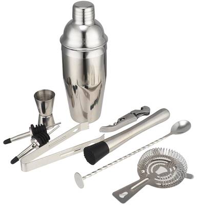 跨装境工现货亚马逊10件酒器套UYT调梯形木架底座鸡尾酒调酒酒吧