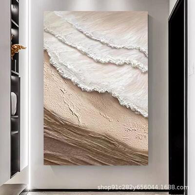 玄手绘油5239潮汐画厅肌理画关象大客海风景装饰抽画立体装饰挂画