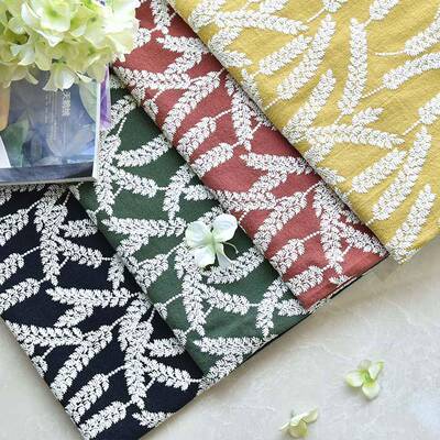 厂家应棉麻麦穗纹绣饰枕花E20463布电脑绣植物花型箱包抱桌布装供