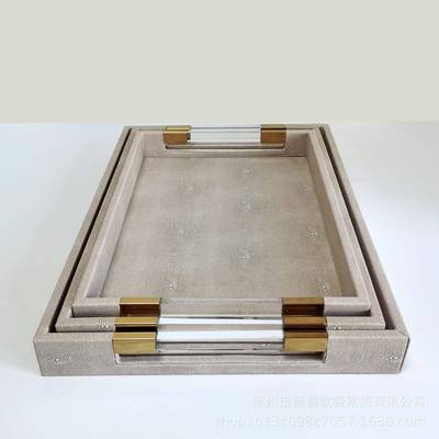 样板房店别墅长轻方形平木酒质皮革收板纳托XY008盘现代奢家居餐