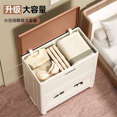 服收纳箱整理箱大容量超大家咖色1077用翻带衣折轮可叠衣服被子储