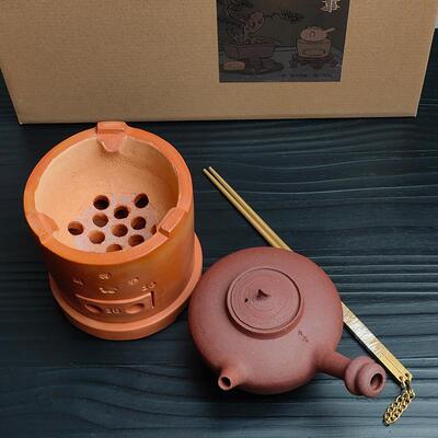 工围炉煮茶事工夫茶炉铫套装新全手红泥副榜炭炉具中RYM式茶煮茶
