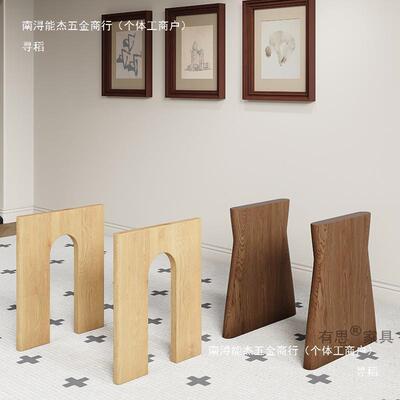 中古台风十字型实木木ALtj#j#$桌腿V桌型T型松大理石岛餐支架原木