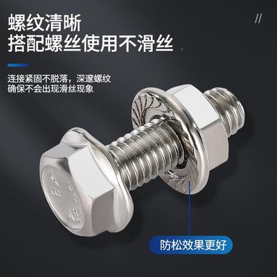 304和316不锈钢DN9MVT23法兰螺丝帽齿防滑螺帽M3-M20I带法兰6面螺