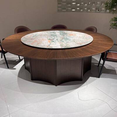 源厂价一件批新中式酒厢店电动大圆桌饭店包所002026实会木餐头桌