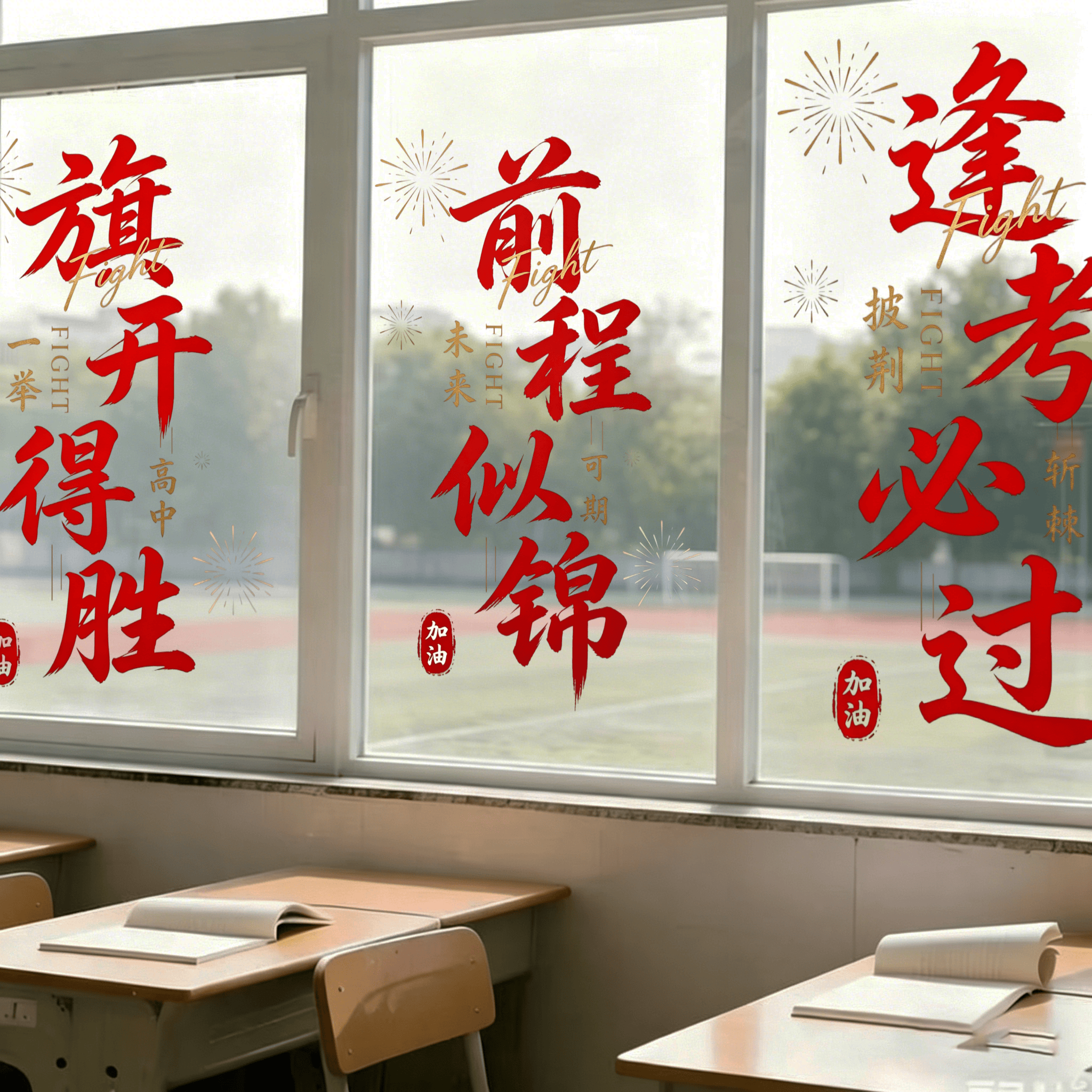 教室励志学习氛围布置玻璃贴纸小学中高考加油标语装饰自粘静电贴
