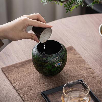 室宜茶话大漆老铁水方38351复水洗茶台建水干泡台古茶水盂茶洗渣