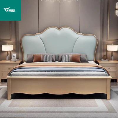 21025新款美主式木床卧现代简约双人床床双人婚床.81BDU.5软包公