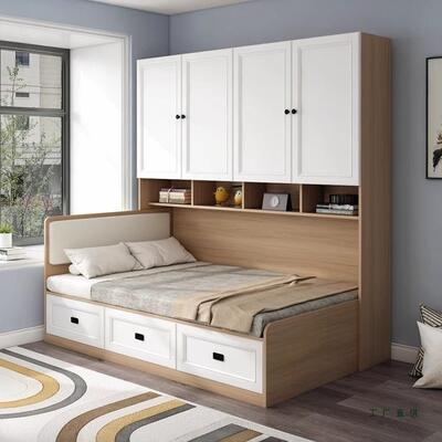 定制儿童床床F99J899T榻榻米衣柜床一体2侧柜单床书柜床小户型1.m