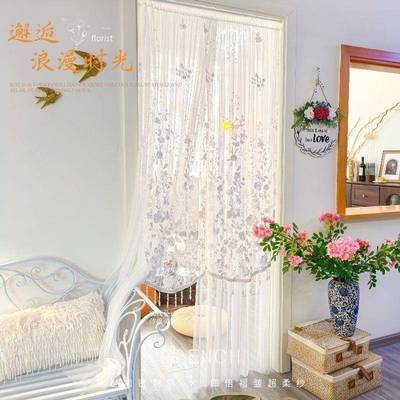 四内丝倍新款LBF褶皱双层门帘季纱帘防蚊蕾隔断免打夏孔卧室门帘