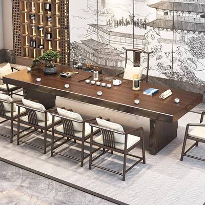 新FBP式原木大板茶台茶椅茶几茶盘功装夫实泡茶整板套木茶桌椅组