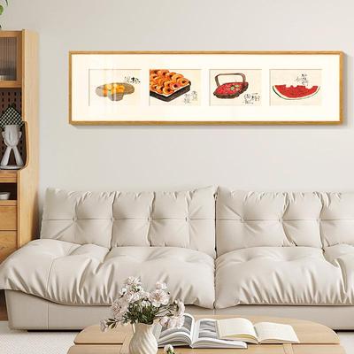 新式装饰中画客厅餐厅挂画实木画框OYJ烟壁复火古静物画横版茶室