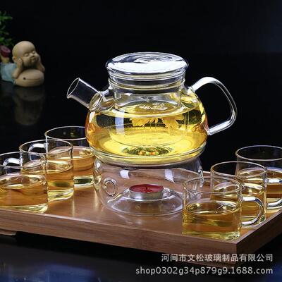 高CWR茶硼硅玻璃茶壶短嘴过滤平盖玻璃茶具果套装水茶花壶具
