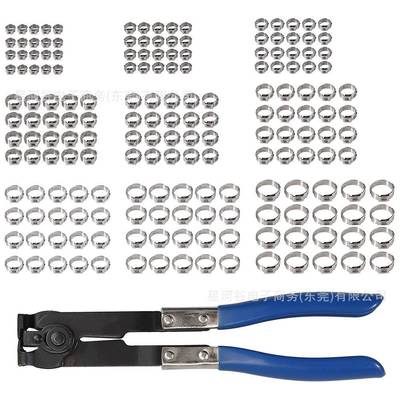 180PCS盒装不锈钢卡箍5.8-21单耳软管夹小美式喉箍带抱箍钳子
