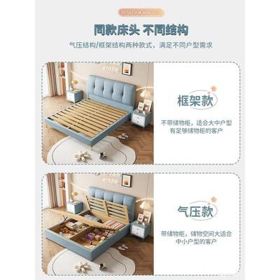 风奶简油儿童床1米5男孩软包皮女床约FZS小户型次卧室实木储物公