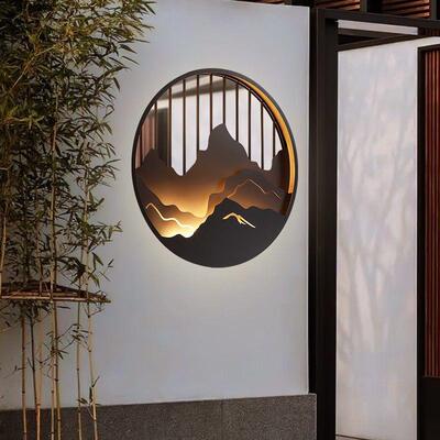 MTO太阳户外壁灯防水中新式庭院别墅影能壁造墙景山水壁画装饰景