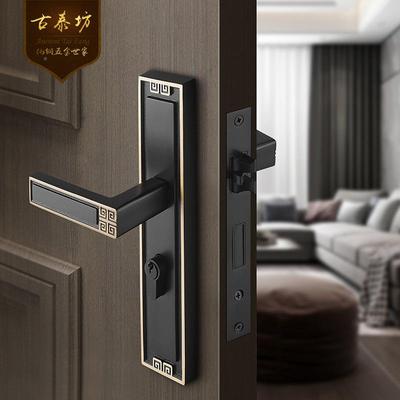 家全铜门室卧室中85211式房内门新中式静音别墅双厂开木门门锁锁