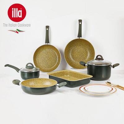 意大利进口illa锅具套装家用炒锅平底煎锅汤锅奶锅烤盘不粘锅通用