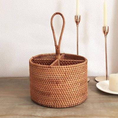 越杂南藤编桌面收纳盒田无5463盖格茶几物遥控器园红酒分收纳架筐