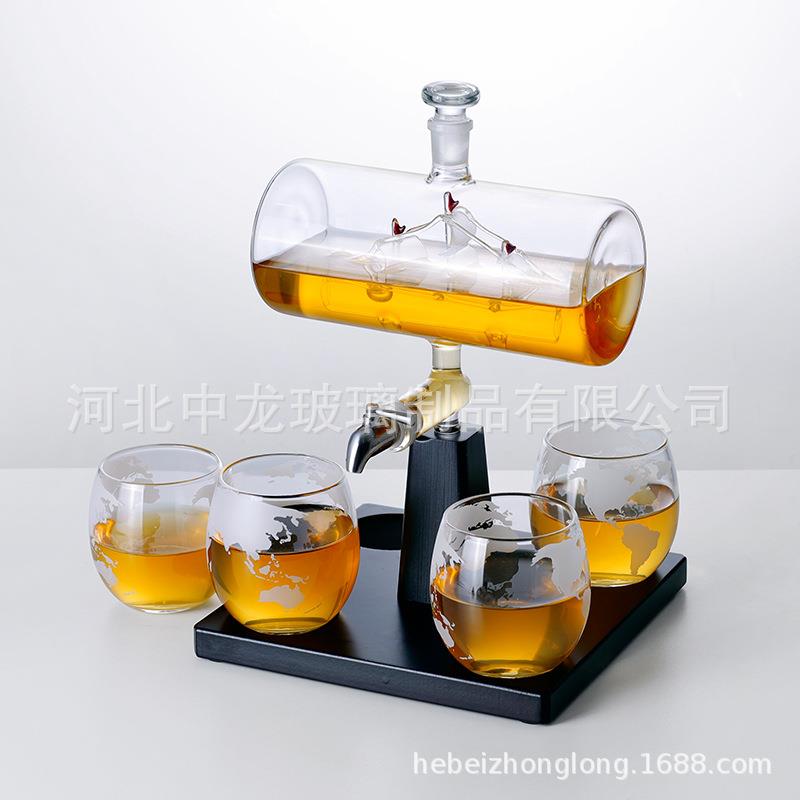 新款高硼硅玻璃帆船盛酒器套装玻璃泡酒瓶衡帆酒瓶工艺品摆件