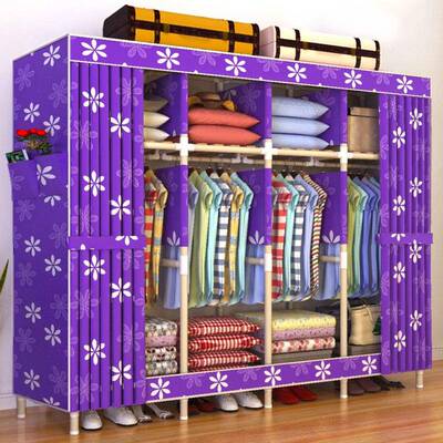 包邮简36411易衣衣柜加粗加固实非木钢管布衣柜装牛津组布橱收纳